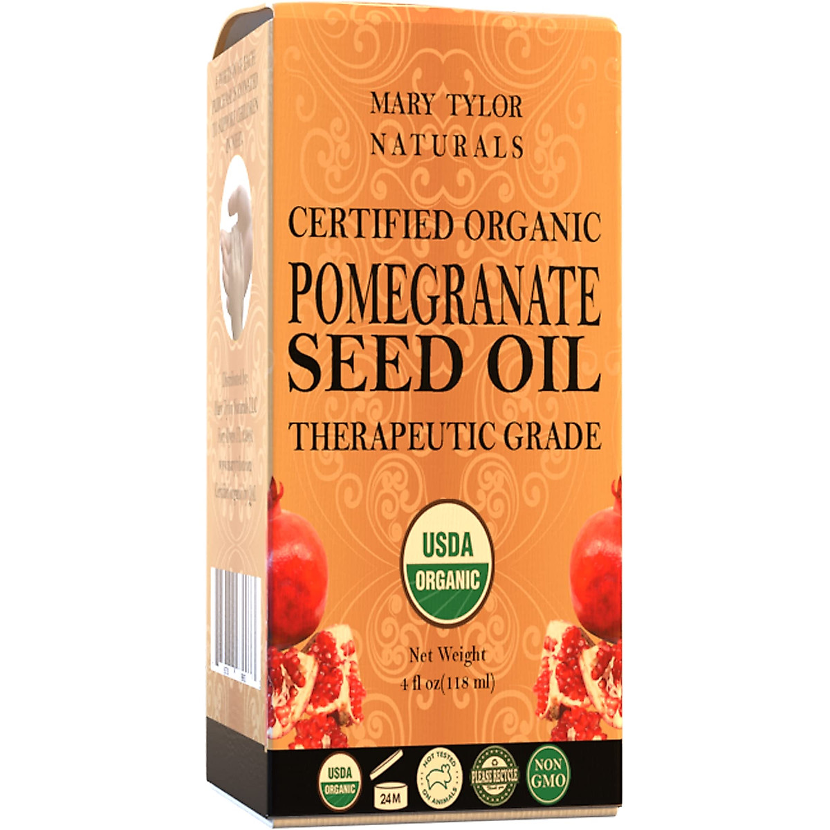 Mary Tylor Naturals Organic Pomegranate Seed Oil (4 oz), USDA Certified, Cold Pressed, Hexane-Free, Antioxidants, can be used for hair, skin, nails and DIY Projects.