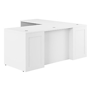 Bush Business Furniture Hampton Heights 72W x 30D Executive L-Shaped Desk in White, Large Computer Table for Home Office or Professional Workspace