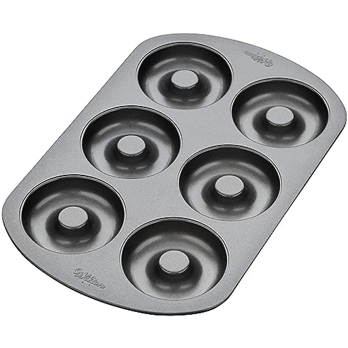 Wilton 6-Cavity Doughnut Baking Pan, Makes Individual Full-Sized 3 3/4" Donuts or Baked Treats, Non-Stick and Dishwasher Safe, Enjoy or Give as Gift, Metal (1 Pan)
