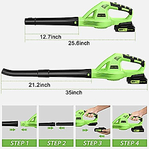 Cordless Leaf Blower - Lightweight Electric Blower with 2 Batteries & Charger - 20V Battery Powered Small Handheld Blower for Lawn Care