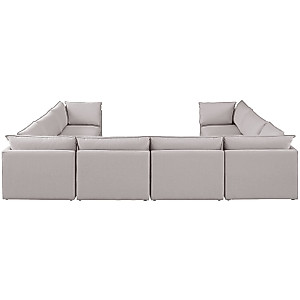 Meridian Furniture 688Beige-Sec8A Mackenzie Collection Modern | Contemporary Linen Textured Upholstered Modular Sectional, Beige, 160" W x 120" D x 35" H