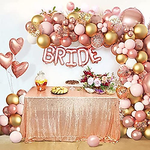 Amandir Rose Gold Balloons Garland Arch Kit, 150pcs Rose Gold Pink White Gold Confetti Latex Balloons for Bridal Wedding Birthday Girl Baby Shower Graduation Anniversary Bachelorette Party Decoration