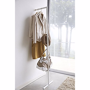Yamazaki Home Slim Coat Hanger-Modern Storage Rack for Bedroom Or Living Room | Steel | Leaning Ladder, One Size, White