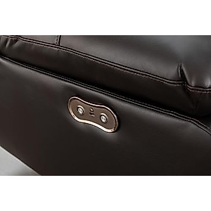 Kingway Inc Rexon Power Recliner Sectional Living Room Sofa Set with speaker,LED and USB port, Brown