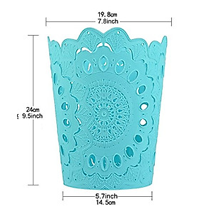 Wastebasket, PP Hollow Pattern Solid Color Paper Basket Trash Can Dustbin Without Lid - 5.7X 7.8 x 9.5 inches