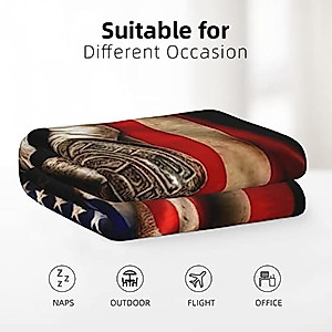 YOETTE 4th of July Throw Blanket Flannel American Flag Gifts for Women Men Gnome Patriotic Army 50"X60" Patriotic Party Theme Blankets Couch Sofa Bed Decor