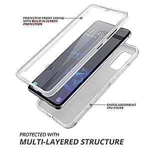 SURITCH Phone Case for Samsung Galaxy S20 5g Case, Front Cover with Built-in Screen Protector Full-Body Protection Shockproof TPU Bumper Protective Case for Man Women Cute, White Marble