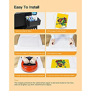 E-Z Ink (TM Autofill Sublimation Ink 400ML for EcoTank ET2720 ET2750 ET2760 ET-2800 ET-2803 ET-2850 ET-3850 ET-3830 ET4700 ET-4760 ET-4800 ET-4850 ET15000 WF7820 WF2750 Printer (ICC-Free/Anti-UV)