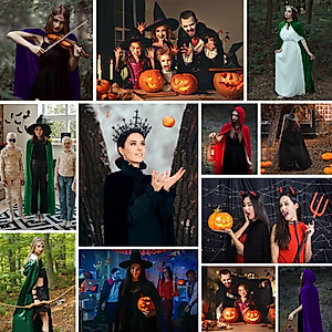 SISKIN Hooded Cloak Unisex Adult Cloak with Hood Halloween Christmas Velvet Hooded Cape Cosplay Costume for Women Green Large