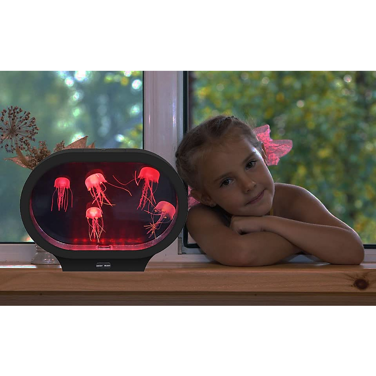 Lightahead Realistic LED Jellyfish Lava Mood Lamp Oval Design with Vibrant Color Changing Light Effects. A Sensory Flourescent Jelly Fish Aquarium Tank