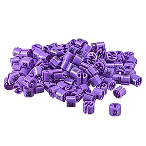 MECCANIXITY Clothes Hanger Marker 2XL Size Tag Fit 3.5mm Rod Purple for Garment Clothing Color Coding, Pack of 100