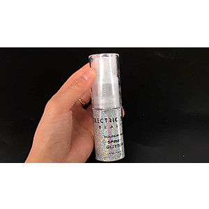 Holographic Silver - Shiny Glitter Spray, Body Glitter Spray, Hair Glitter Spray, Glitter Spray for Hair & Body Face Glitter, Eye Glitter, Body Glitter Rave Glitter Festival Accessories