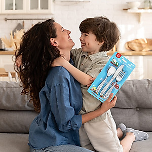 Lehoo Castle Kids Silverware Stainless Steel, 6pcs Toddler Spoons and Forks Knife Set, Safe Children Flatware, Silverware for Toddlers, Toddler Utensils Self Feeding (Construction Vehicles)