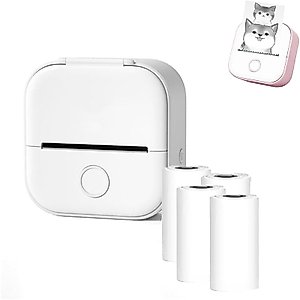 gemdwpw Snapprint Portable Printer, Printpod, Mini Photo Sticker Printer, Print Pod, Mini Sticker Portable Printer for School-White||4* Pod Roll
