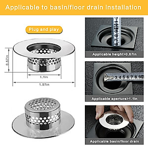 Bathroom Sink Drain Strainer, Stainless Steel Strainers for Kitchen and Bathtub Drain Hair Catcher, Fits Holes 1.25" to 1.60" - Durable Drain Filters for Sinks, Showers, and RVs(3-Pack)