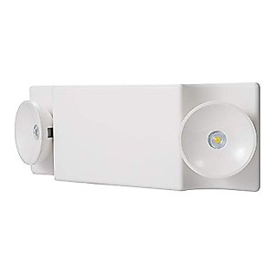 SURE-LITES White Emergency Lights, Two LED Light Heads - 25 Feet Egress Coverage, External Battery Disconnect, 120-277V, Indoor/Outdoor