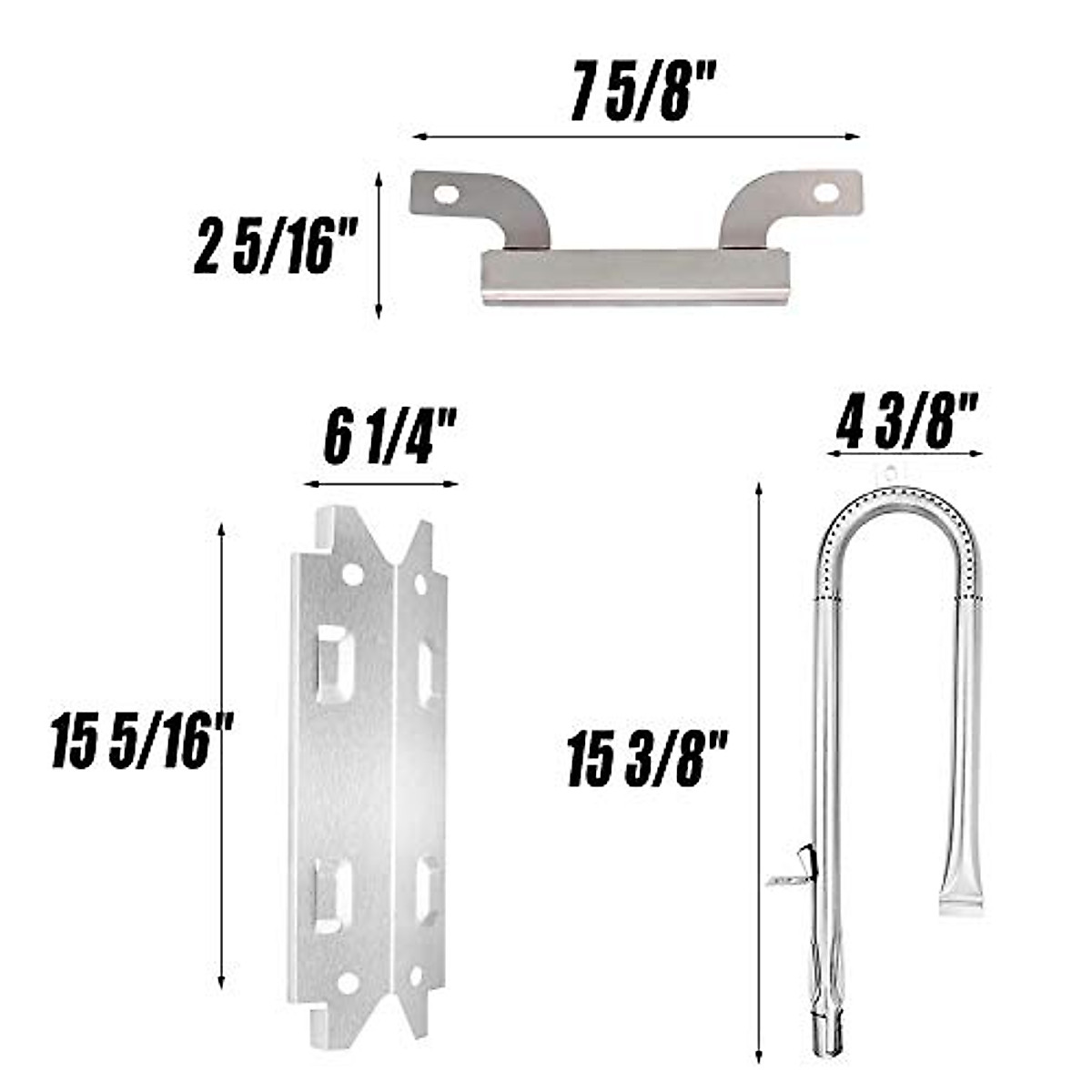 Wondjiont Grill Burners, Heat Shield/Plate Tent/Burner Cover/Flame Tamer & Crossover Tube, Replacement Parts Kit for Brinkmann 810-3661-F