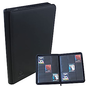 WINTRA Premium 360 Pockets Black Zippered Playing Card Binder - Durable Trading Card Holder Album ，9 Pocket Side Loading Card Folder with 20 Sheet Sleeves for Trading and Sports Cards