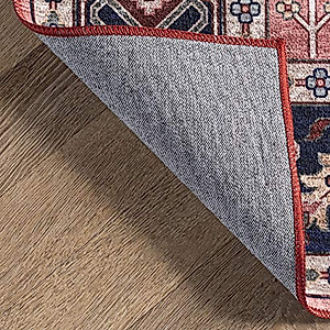 nuLOOM Amber Machine Washable Floral Aztec Area Rug, 4' x 6', Rust