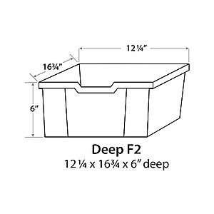 Gratnells Deep F2 Storage Tray, Pack of 6, Heavy Duty School, Industrial & Utility Storage Bins, 12.3" x 16.8" x 5.9" (Translucent)