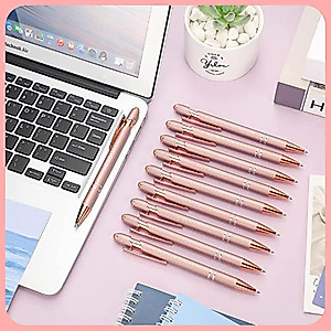 Chrisfall 10 Pieces Ballpoint Pens Office Inspirational Quotes Snarky Screen Touch Stylus Pen Encouraging Scriptures, Black Ink (Rose Gold, Boss Lady)¡­