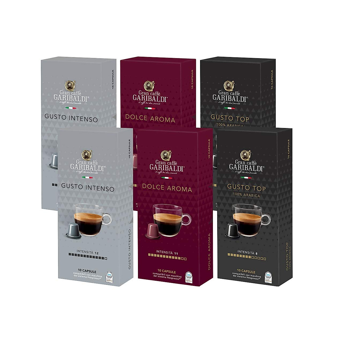 Gran Caffè Garibaldi Nespresso* compatible capsules (Variety Pack, 60 Count)