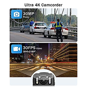 BOBLOV B4K2 128GB 4K Body Worn Camera with GPS, Two 3000mAh Batteries for 14-16hours Record, 4K Camcorders Video Camera with Charging Dock
