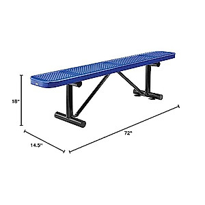 Global Industrial 72" Perforated Metal Outdoor Flat Bench, Blue