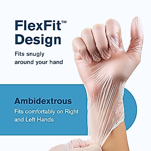 Ridex Disposable Gloves Latex-Free Clear Vinyl Gloves [100-Count] Powder-Free All-Purpose Gloves, Dispenser Box Gloves 100 Pieces - Size Medium Glove Medical