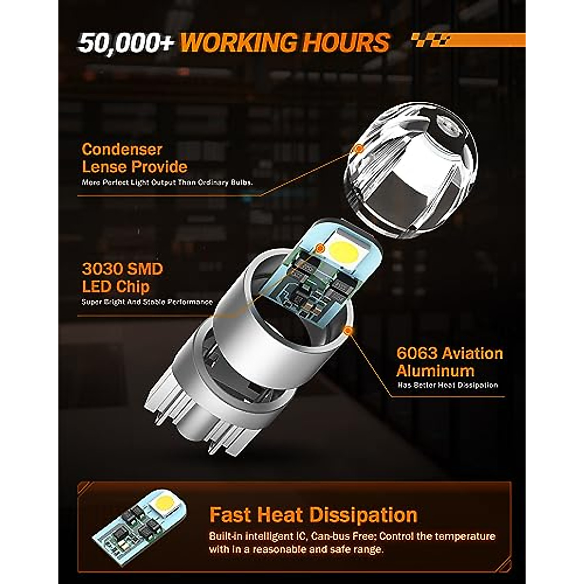 SEALIGHT 194 LED Bulbs 6000K White, 168 2825 T10 W5W 3030 Bright Chips, Dome Light, Map Door Courtesy License Plate Pack of 10