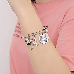 M MOOHAM Elephant Gifts for Women Bracelet - Letter C Initial Bracelet Inspirational Expandable Charm Bracelet Elephant Jewelry for Women Friend Mom Daughter Girls Sister Birthday Christmas Gift