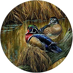 WZVZGZ 12x12inch,Vintage Style Round Tin Sign,Duck Hunting Art,Waterfowl Art, Duck Wildlife Art,Suitable for Home Garden Kitchen Bar Cafe Restaurant Garage Wall Decor Retro Vintage, 12in X 12in