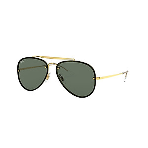 Ray-Ban RB3584N Blaze Aviator Sunglasses, Gold/Dark Green, 61 mm