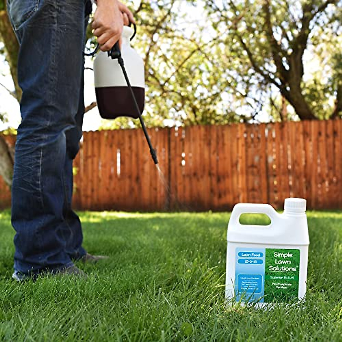 Superior Nitrogen & Potash 15-0-15 NPK- Lawn Food Quality Liquid Fertilizer - Concentrated - Any Grass Type- Simple Lawn Solutions Green, Growth - Lawn and Garden Rates - Phosphorus-Free (1 Quart)
