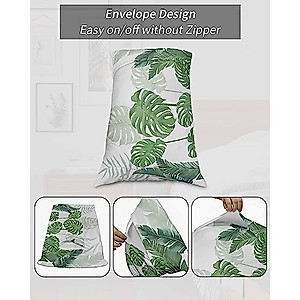 Edwiinsa Teal Tropical Leaves Pillow Covers Queen Size Set of 2 20x30 Bed Pillow, Farmhouse Turquoise Summer Leaf Plush Soft Comfort for Hair/Skin Cooling Pillowcases with Envelop Closure