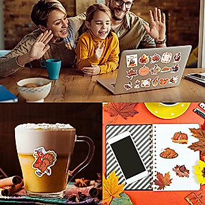 Cobee 100 Pieces Thanksgiving Sticker Decals,Aesthetic Fall Stickers Pumpkin Autumn Decals Cute Turkey Stickers Funny Vinyl Waterproof Stickers for Laptop Water Bottle Envelopes Party Favor