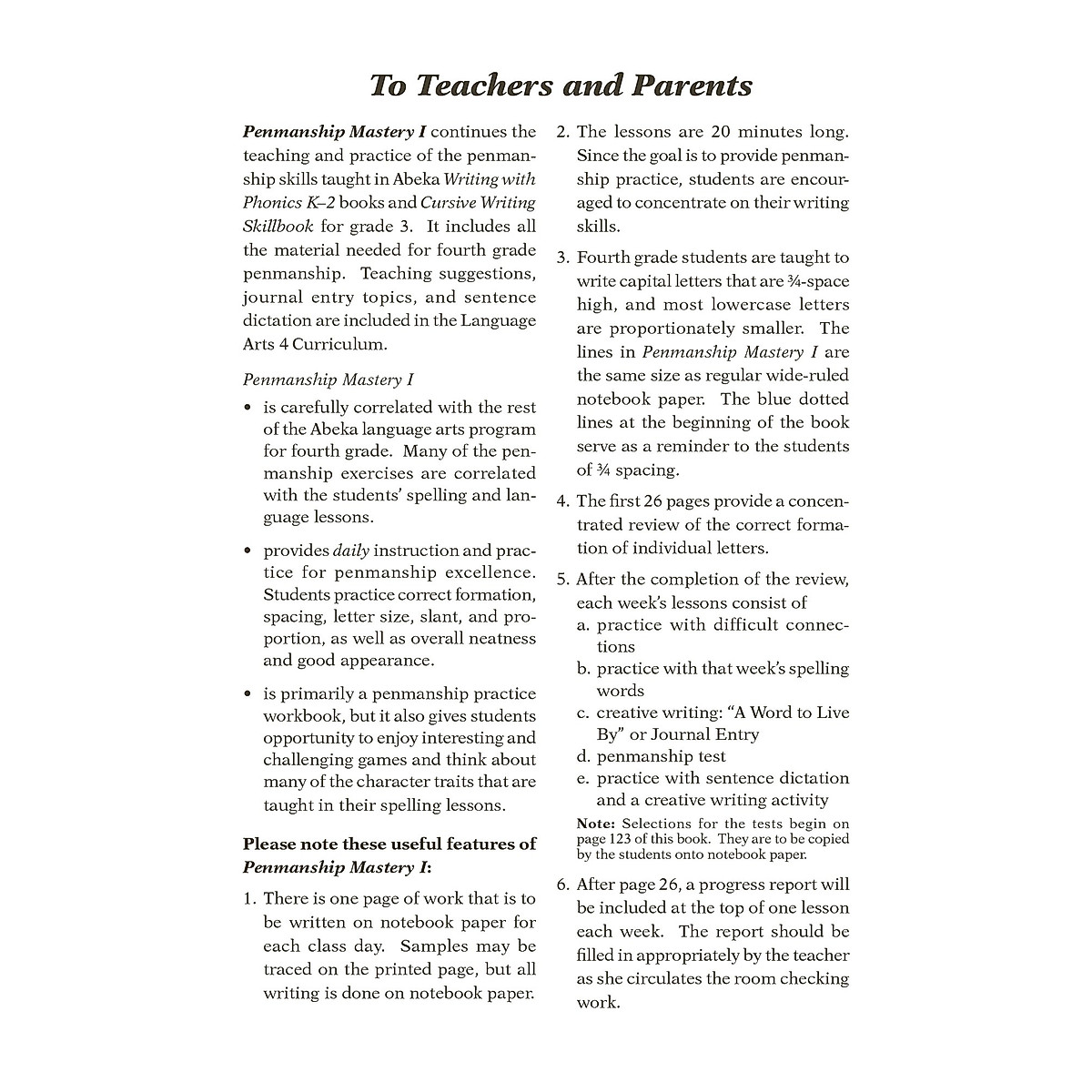 Penmanship Mastery I - Abeka 4th Grade 4 Cursive Penmanship Student Work Book