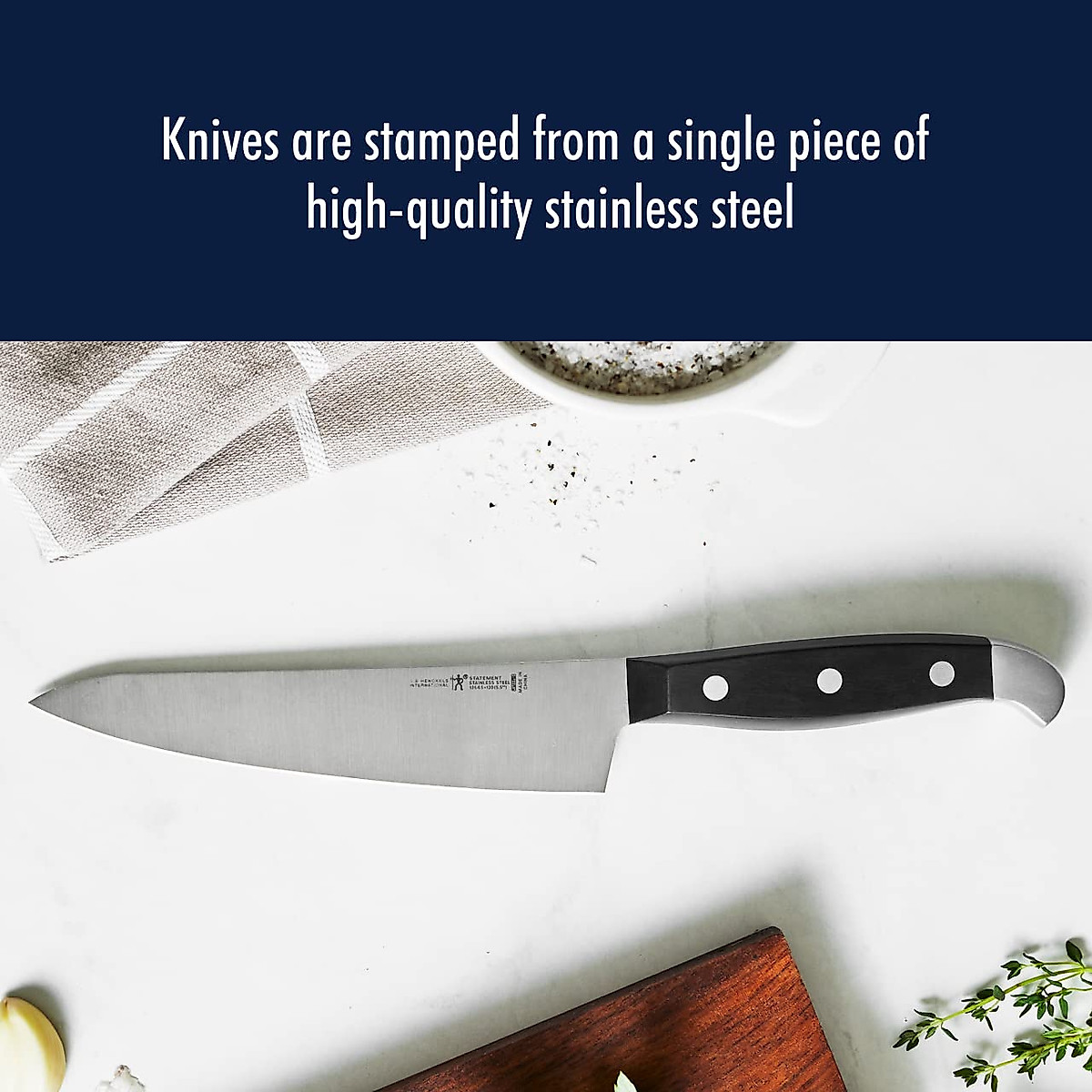 HENCKELS Statement Razor-Sharp 5-inch Compact Chef Knife, German Engineered Informed by 100+ Years of Mastery, Black/Stainless Steel