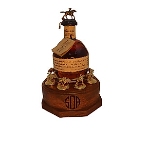 Personalized Laser Engraved Round Lighted Oak Cork Display fits Blanton's Bourbon Horse Cork Stoppers, Whiskey *Not made by or affiliated with Blanton's*