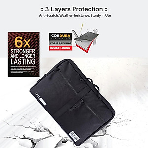 Rough Enough 13 14 Inch Laptop Sleeve Case Bag with Zipper Accessory Pocket for Notebook Computer Black Cordura