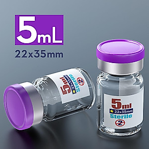 5ml Sterile Empty Vial,Sterile Glass Vials, with Self-Healing Injection Port and Flip Top Cap, Sterile Package 10PCS by ZHANXUBIO (5ml,10)