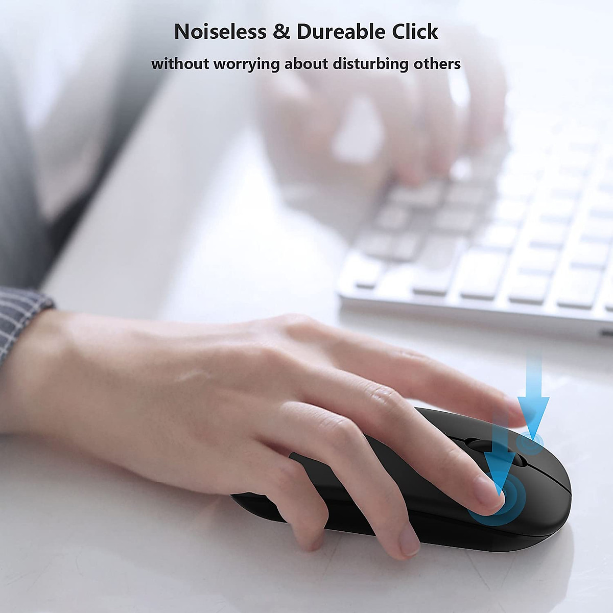 Wireless Bluetooth Mouse for Apple iPad iPhone MacBook Android Samsung Tablet Phone Dual-Mode Rechargeable 2.4G Portable Computer Mice for Windows Laptop Notebook PC Mac Desktop USB Receiver (Black)