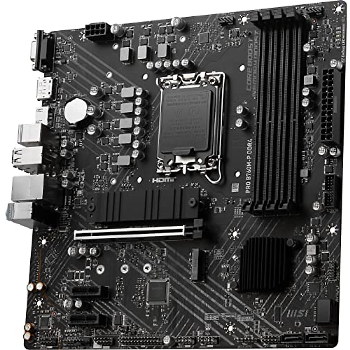 MSI PRO B760M-P DDR4 ProSeries Motherboard (Supports 12th/13th Gen Intel Processors, LGA 1700, DDR4, PCIe 4.0, M.2, Gbps LAN, USB 3.2 Gen2, mATX)