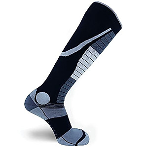 Pure Athlete Lifting Socks- Weightlifting Shin Guards, Deadlift Protector Compression Sock for Cross Training & Weightlift (Black/Grey, Large)