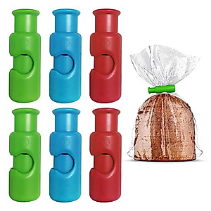 YAWOTA Bag Clips for Food Storage, Bag Clips, Snack Bread Sealing Clip, Squeeze Clips for Chips and Other Food Bags, Clips for Chips And Other Food Bags, Reusable Grocery Bag Clips (Mixed Color, 6pc)