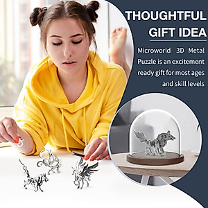 Microworld 3D Metal Puzzle, Mechanical Wolf 3D Metal Model Kits, Steel Warcraft Collection DIY Animal Brain Teasers Simple 3D Puzzles Home Decor Art Craft Gifts Toys for Adult Teens