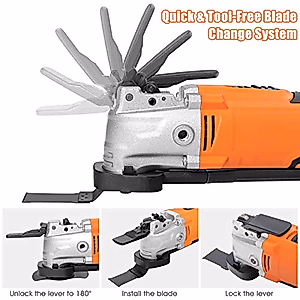 Goplus Oscillating Tool, 1.5A Oscillating Multi Tool with 3° Oscillation Angle, Variable Speeds, Dust Collection and 14pcs Accessories for Cutting, Sanding, Trimming and Removing Flooring