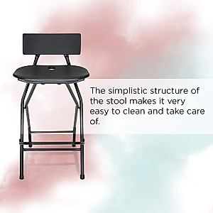 EventStable TitanPRO Folding Bar Stool with Backrest - Black Metal Frame Stool with Back Support - Durable and Sturdy Folding Stool for Outdoor Kitchen Shop Cafe - 2 Pack