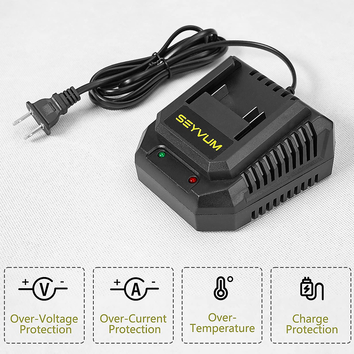 SEYVUM 2.0A Fast Charger Power Tools Lithium‑Ion Battery Charger Replacement Charger for LB-8189 and LB-8190 Leaf Blower