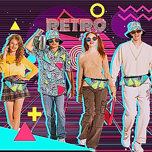 Xtinmee 6 Pcs 80s 90s Costume Hip Hop Outfit Set for Men Funny Rapper Rocker DJ Accessories Kit for Halloween Cosplay Party (Green,Large)